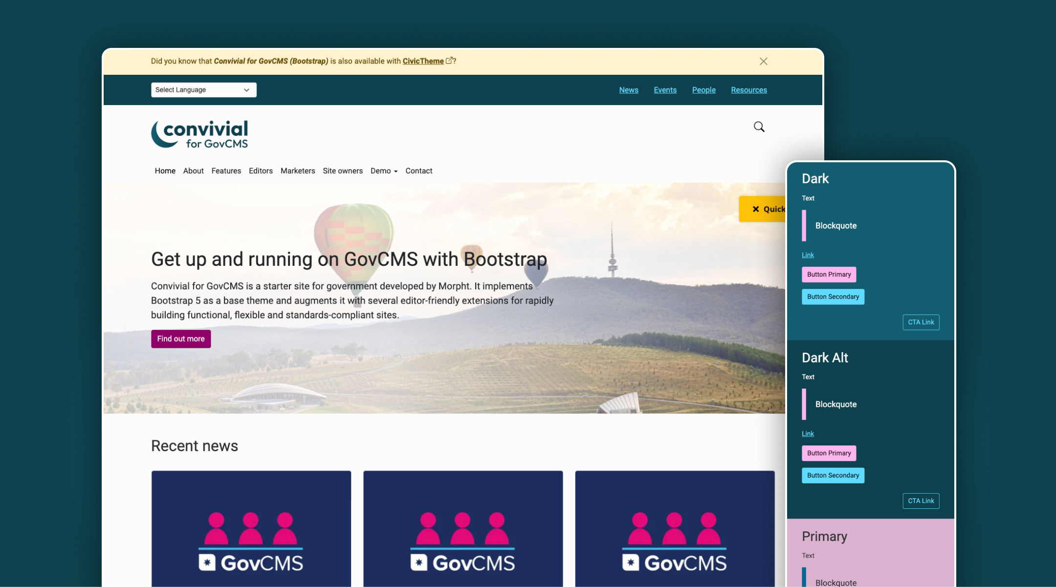 Convivial for GovCMS (Bootstrap) gets an uplift | Morpht